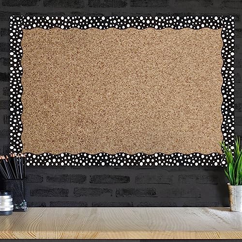 99 Feet Polka Dot Bulletin Board Borders Black and White Polka Dots Scalloped Border Trim Dots Classroom Borders Decoration for Back to School Bulletin Board Home Classroom Chalkboard Decor,3 Rolls