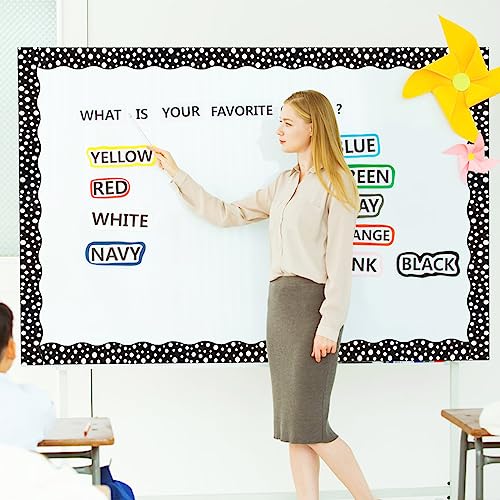 99 Feet Polka Dot Bulletin Board Borders Black and White Polka Dots Scalloped Border Trim Dots Classroom Borders Decoration for Back to School Bulletin Board Home Classroom Chalkboard Decor,3 Rolls