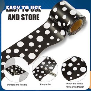 99 Feet Polka Dot Bulletin Board Borders Black and White Polka Dots Scalloped Border Trim Dots Classroom Borders Decoration for Back to School Bulletin Board Home Classroom Chalkboard Decor,3 Rolls