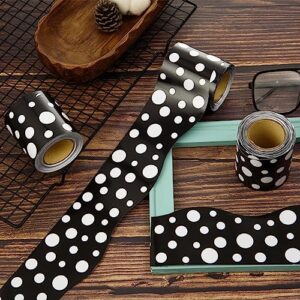 99 Feet Polka Dot Bulletin Board Borders Black and White Polka Dots Scalloped Border Trim Dots Classroom Borders Decoration for Back to School Bulletin Board Home Classroom Chalkboard Decor,3 Rolls