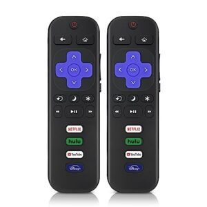 (pack of 2) replaced remote control only for roku tv,compatible with for tcl roku/hisense roku/onn roku/insignia roku/element roku/westinghouse roku/hitachi roku tv【not for roku stick and box】