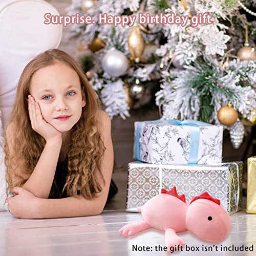 Ololele Weighted Stuffed Animals 10 Lbs 31.5 Inches Giant Weighted Dinosaur Plush for Adults, Pink Weighted Plushies Dino Pillowfort for Relax and Sleep