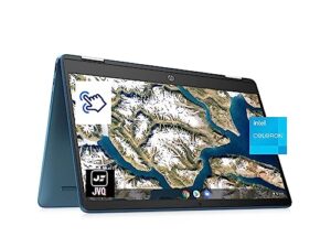 hp newest x360 14 2-in-1 chromebook 14" hd touchscreen laptop, intel celeron n4120 proscessor, 4gb ddr4 ram, 128gb space(64gb emmc+64gb usb), wifi, webcam, usb type-c, chrome os, forest teal jvq mp