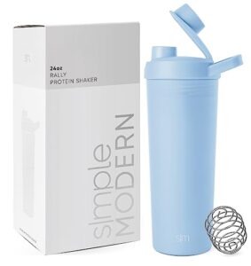 simple modern plastic protein shaker bottle with ball 24oz | shaker cup for protein mixes, shakes and pre workout | rally collection | forget me not