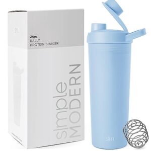 Simple Modern Plastic Protein Shaker Bottle with Ball 24oz | Shaker Cup for Protein Mixes, Shakes and Pre Workout | Rally Collection | Forget Me Not