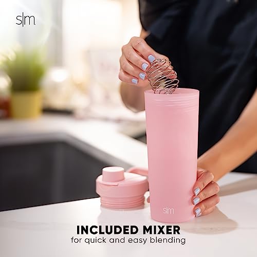 Simple Modern Plastic Protein Shaker Bottle with Ball 24oz | Shaker Cup for Protein Mixes, Shakes and Pre Workout | Rally Collection | Forget Me Not