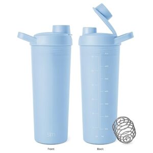 Simple Modern Plastic Protein Shaker Bottle with Ball 24oz | Shaker Cup for Protein Mixes, Shakes and Pre Workout | Rally Collection | Forget Me Not