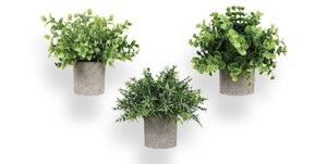 set of 3 artificial plants for home and office decor, perfect for kitchen, living room, and bedroom accents, low maintenance greenery, vibrant & realistic faux houseplants, lush and lifelike décor.