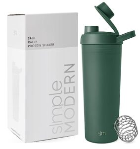 simple modern plastic protein shaker bottle with ball 24oz | shaker cup for protein mixes, shakes and pre workout | rally collection | forest