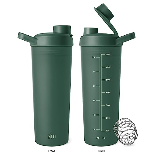 Simple Modern Plastic Protein Shaker Bottle with Ball 24oz | Shaker Cup for Protein Mixes, Shakes and Pre Workout | Rally Collection | Forest