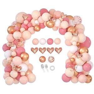 ilafm 150pcs blush balloons garland arch kit dusty rose pink for wedding anniversary princess theme garden tea party bachelorette birthday bridal shower decorations…