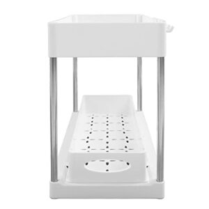 Zerodis Under Sink Organizers, Easy Assembly PP Material Large Capacity Under Sink Shelf Practical Durable for Offices (White)