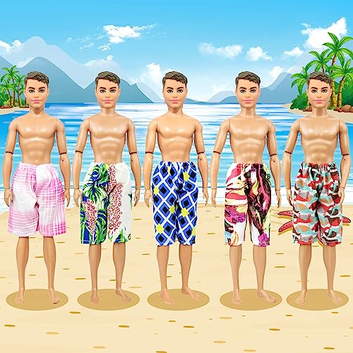 UNICORN ELEMENT 8 Item Summer Doll Clothes for 12'' Boy Doll Include 4 Sets T-Shirt+Pants, 4 Pairs of Swimming Trunks (Random Style and NO Doll)