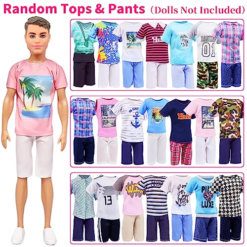 UNICORN ELEMENT 8 Item Summer Doll Clothes for 12'' Boy Doll Include 4 Sets T-Shirt+Pants, 4 Pairs of Swimming Trunks (Random Style and NO Doll)