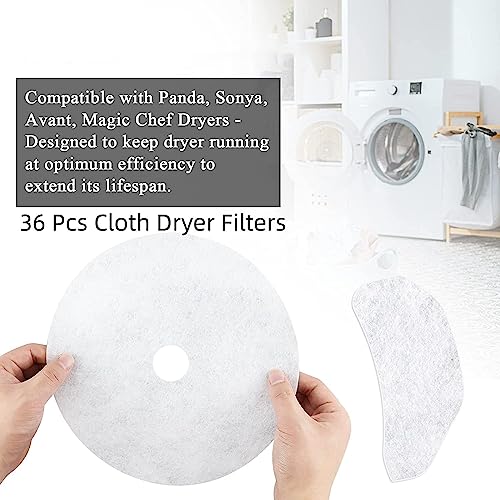 36 Pieces Cloth Dryer Exhaust Filter for Panda - Universal Dryer Filter Cloth-Compatible for Panda Magic Chef Avant Sonya Dryer - 30 Exhaust Filter & 6 Intake Filter