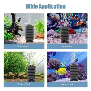 AQQA Aquarium Filter, Submersible Sponge Filter with Filtration and Aeration 2 in 1 Ultra Quiet Fish Tank Filters for 5-30 Gallon Shrimp Betta Fish Tank with 1pcs Replacement Sponge