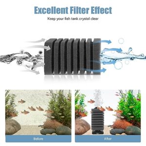 AQQA Aquarium Filter, Submersible Sponge Filter with Filtration and Aeration 2 in 1 Ultra Quiet Fish Tank Filters for 5-30 Gallon Shrimp Betta Fish Tank with 1pcs Replacement Sponge