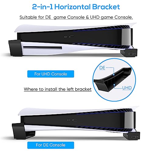 FYOUNG Horizontal Hub USB Port Stand for PS5, Base Stand Compatible with Playstation 5 Disc & Digital Edition, Upgrade Accessories Stand Holder for PS5 Console (Black)