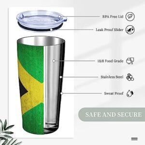 20oz Insulated Coffee Tumbler With Straw Stainless Steel Swig Tumblers,Travel Mugs Insulated For Hot And Cold,Reusable Thermal Water Bottle Cup For Car Camping Exercise（National Flag Of Jamaica ）