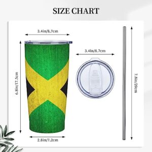 20oz Insulated Coffee Tumbler With Straw Stainless Steel Swig Tumblers,Travel Mugs Insulated For Hot And Cold,Reusable Thermal Water Bottle Cup For Car Camping Exercise（National Flag Of Jamaica ）