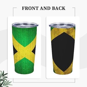 20oz Insulated Coffee Tumbler With Straw Stainless Steel Swig Tumblers,Travel Mugs Insulated For Hot And Cold,Reusable Thermal Water Bottle Cup For Car Camping Exercise（National Flag Of Jamaica ）