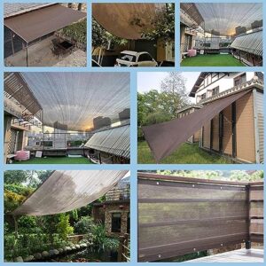 JIANLEI 90% Garden Shade Cloth with Grommets, DIY Resistant Sun Shade Net for Plant Cover, Greenhouse, Patio, Tomatoes, Chicken Coop, Barn Kennel,Coffee HDPE Material