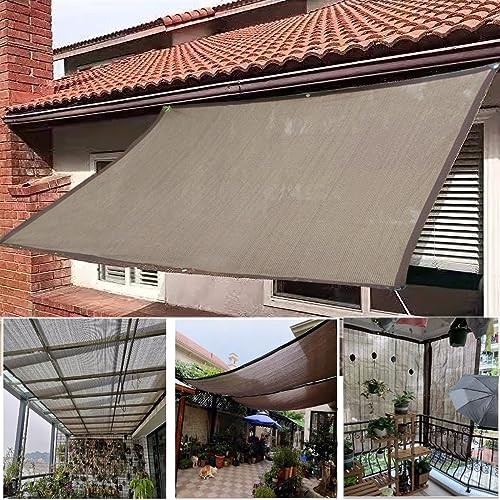 JIANLEI 90% Garden Shade Cloth with Grommets, DIY Resistant Sun Shade Net for Plant Cover, Greenhouse, Patio, Tomatoes, Chicken Coop, Barn Kennel,Coffee HDPE Material