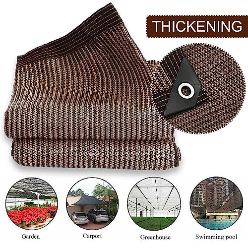 JIANLEI 90% Garden Shade Cloth with Grommets, DIY Resistant Sun Shade Net for Plant Cover, Greenhouse, Patio, Tomatoes, Chicken Coop, Barn Kennel,Coffee HDPE Material