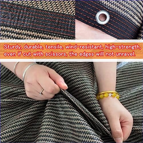 JIANLEI 90% Garden Shade Cloth with Grommets, DIY Resistant Sun Shade Net for Plant Cover, Greenhouse, Patio, Tomatoes, Chicken Coop, Barn Kennel,Coffee HDPE Material