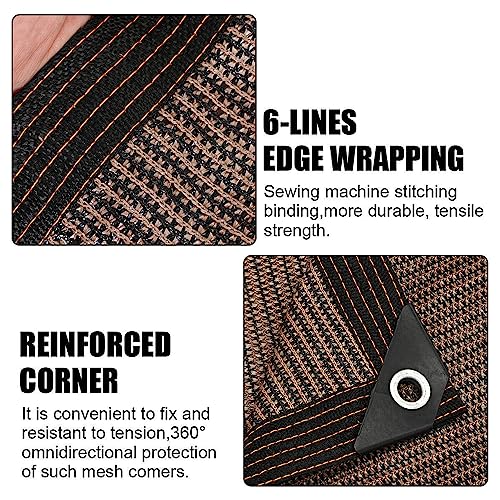 JIANLEI 90% Garden Shade Cloth with Grommets, DIY Resistant Sun Shade Net for Plant Cover, Greenhouse, Patio, Tomatoes, Chicken Coop, Barn Kennel,Coffee HDPE Material