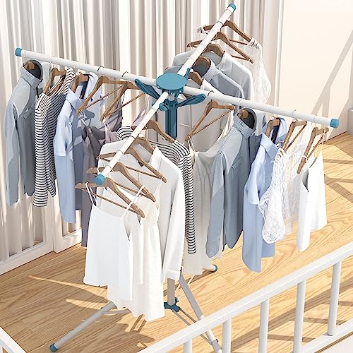 Ithywat Clothes Drying Rack-4 Arm Tripod Foldable&Portable Laundry Hanging Drying Rack,Collapsible Clothing Rack Stainless Steel with Windproof Hooks for Indoor Outdoor