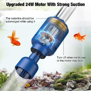 Electric Aquarium Gravel Cleaner Pro, Fish Tank Gravel Cleaner, 6 in 1 Automatic Aquarium Vacuum Cleaner Kit for Water Changing/Wash Sand with Adjustable Water Flow, DC 24V, 24W【3-Grade Control】