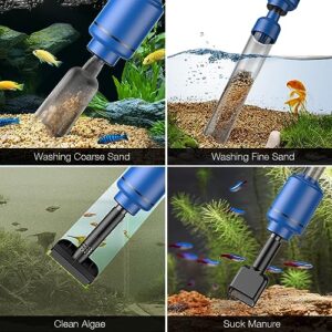 Electric Aquarium Gravel Cleaner Pro, Fish Tank Gravel Cleaner, 6 in 1 Automatic Aquarium Vacuum Cleaner Kit for Water Changing/Wash Sand with Adjustable Water Flow, DC 24V, 24W【3-Grade Control】