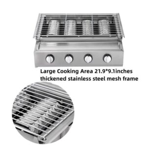 Commercial Gas BBQ Grill w/Stainless Steel Griddle 4 Burners Stainless Steel LPG Grill Restaurant Barbecue Stove Portable Barbecue Stove Kebab Roasting Machine For Outdoor Camping Smokeless