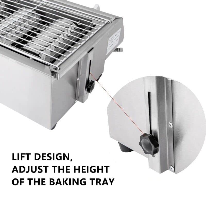 Commercial Gas BBQ Grill w/Stainless Steel Griddle 4 Burners Stainless Steel LPG Grill Restaurant Barbecue Stove Portable Barbecue Stove Kebab Roasting Machine For Outdoor Camping Smokeless