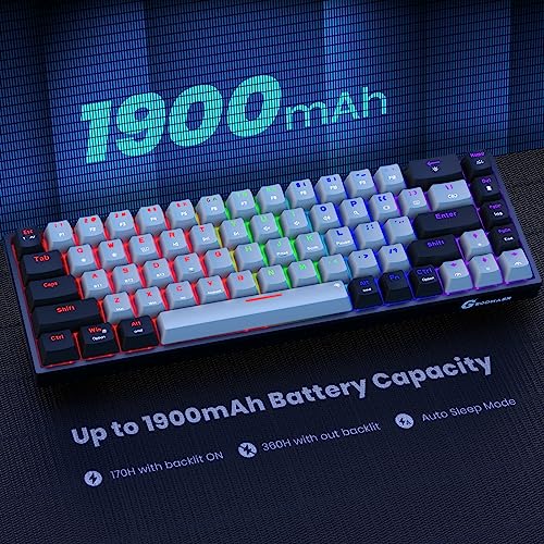 GEODMAER 65% Wireless Mechanical Gaming Keyboard, Triple Modes 2.4G/Bluetooth/Wired RGB Backlit Gaming Keyboard, Wireless Red Switch Mechanical Keyboard, Compact Wireless Keyboard for PC Win Mac Gamer