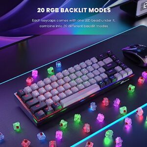 GEODMAER 65% Wireless Mechanical Gaming Keyboard, Triple Modes 2.4G/Bluetooth/Wired RGB Backlit Gaming Keyboard, Wireless Red Switch Mechanical Keyboard, Compact Wireless Keyboard for PC Win Mac Gamer