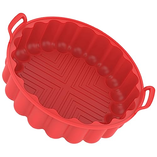 HEMOTON Silicone Bakeware Air Fry Oven Air Fryer Oven Pan Round Baking Pan Air Fryer Tray Air Fryer Silicone Liners Airfryer Liners Silicone Non Stick Air Fryer Liner Air Fryer Baking Pots