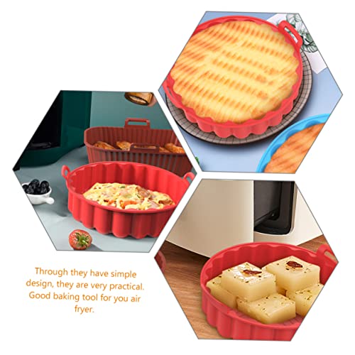 HEMOTON Silicone Bakeware Air Fry Oven Air Fryer Oven Pan Round Baking Pan Air Fryer Tray Air Fryer Silicone Liners Airfryer Liners Silicone Non Stick Air Fryer Liner Air Fryer Baking Pots