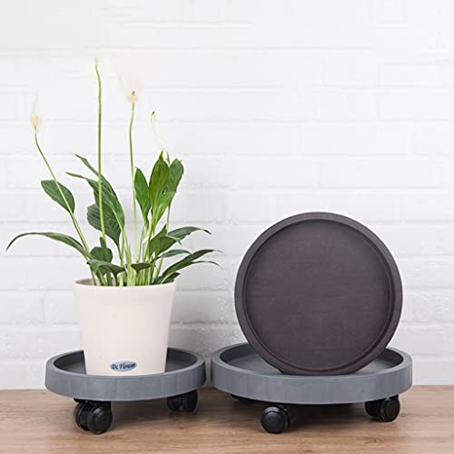 Plant Caddy Plants Mobile Base Plant Caddy Plant Tray on Wheels Plant Pot Base Can be Used in Office, Living Room, Balcony, Patio or Garden Flowerpot Tray (Color : Gray, Size : 22cm)