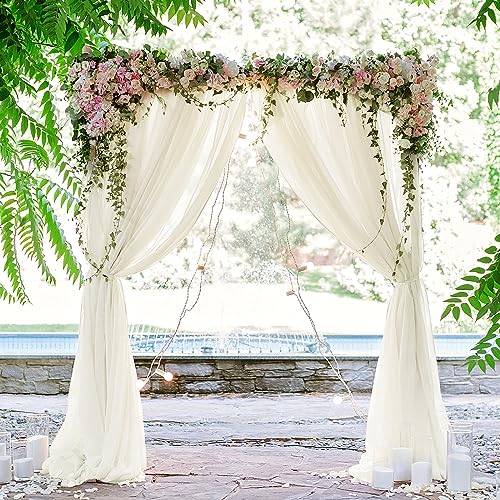 10 Pcs White Backdrop Curtains, Wedding Arch Draping Fabric, White Wedding Backdrop for Baby Shower Birthday Photo Party Curtains Backdrop Home Decoration 5.25 x 20 ft