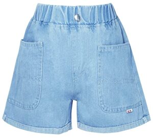 baby girl summer denim shorts wide leg cute cooling jeans hot pants kids casual elastic waistband skirt shorts 5-6 years