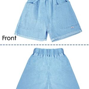 Baby Girl Summer Denim Shorts Wide Leg Cute Cooling Jeans Hot Pants Kids Casual Elastic Waistband Skirt Shorts 5-6 Years