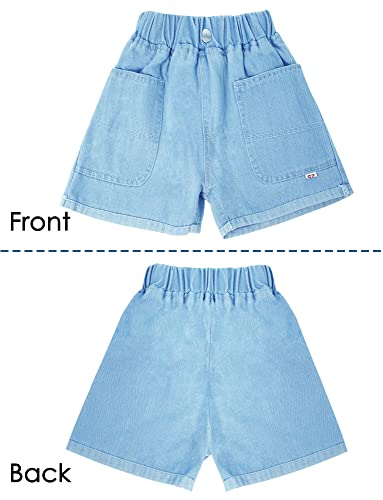 Baby Girl Summer Denim Shorts Wide Leg Cute Cooling Jeans Hot Pants Kids Casual Elastic Waistband Skirt Shorts 5-6 Years