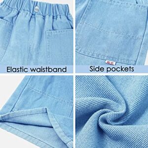 Baby Girl Summer Denim Shorts Wide Leg Cute Cooling Jeans Hot Pants Kids Casual Elastic Waistband Skirt Shorts 5-6 Years