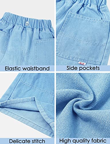 Baby Girl Summer Denim Shorts Wide Leg Cute Cooling Jeans Hot Pants Kids Casual Elastic Waistband Skirt Shorts 5-6 Years