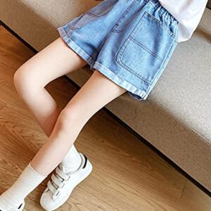 Baby Girl Summer Denim Shorts Wide Leg Cute Cooling Jeans Hot Pants Kids Casual Elastic Waistband Skirt Shorts 5-6 Years