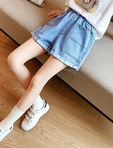 Baby Girl Summer Denim Shorts Wide Leg Cute Cooling Jeans Hot Pants Kids Casual Elastic Waistband Skirt Shorts 5-6 Years