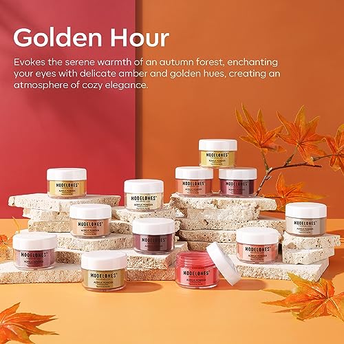 modelones Acrylic Powder Set - 12 Colors Fall Winter Acrylic Powder for Nails Set Professional Colored Acrylic Nail Powder Glitter Red Gold Orange Acrylic Polymer Powder Halloween Thanksgiving Gifts