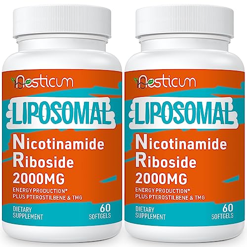 2000 MG Liposomal Nicotinamide Riboside Supplement, High Absorption, NAD+ Boosting Supplement with TMG and Pterostilbene, Superior to Niacinamide for Cellular Energy, and Age Resist, 120 Softgels